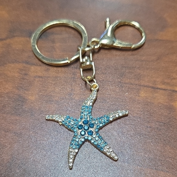 Accessories | Starfish Keychain With Blue And Gold Accents | Poshmark